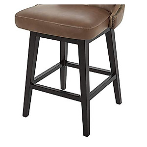 Amazon Brand – Stone & Beam Morgan Faux Leather Memory-Swivel Counter-Height Barstool, 38.2"H, Brown
