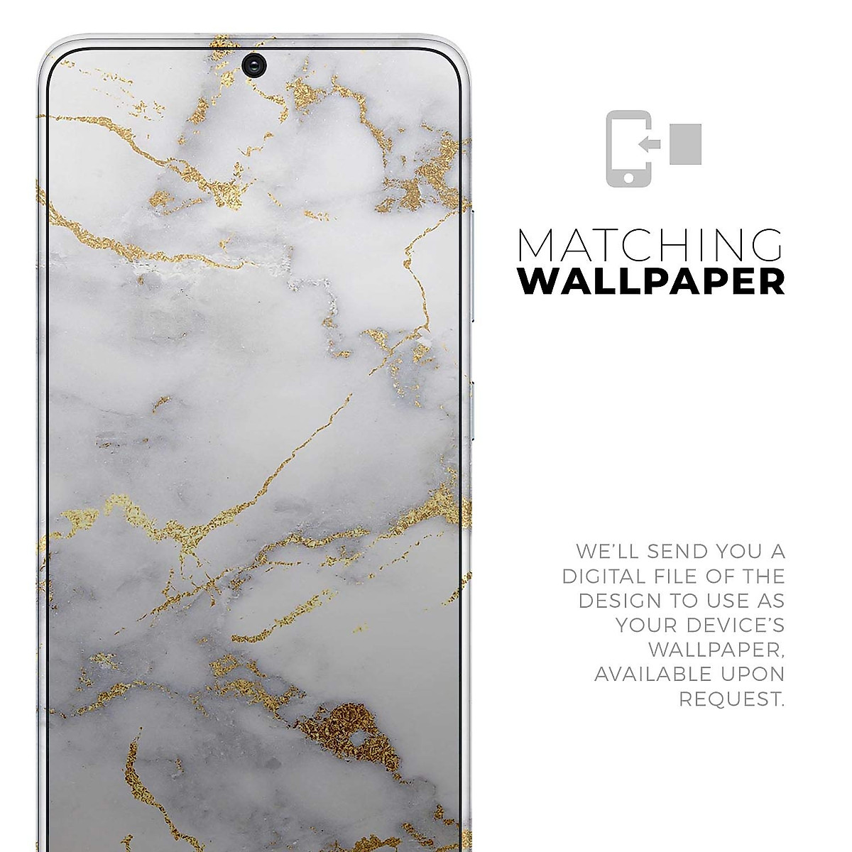 DesignSkinz Marble & Digital Gold Foil V2 Protective Vinyl Decal Wrap Skin Cover Compatible with The Samsung Galaxy S20 (Screen Trim & Back Glass Skin)