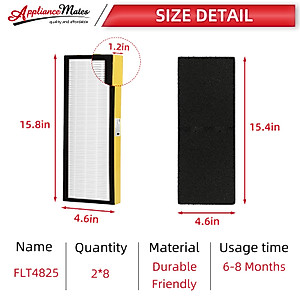 FLT4825 HEPA Filter B Replacement for Guardian Air Purifier AC4825 AC4300 AC4800 AC4900 AC4850 Models, 2 Packs HEPA Filters and 8 Packs Pre-Filters by APPLIANCEMATES
