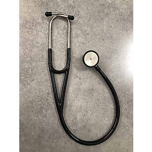 Stethoscope Cardiology Stainless Steel ' A' Shape Tube Stethoscope/Suitable for Cardiac Auscultation, Black Tube, Soft Ear-tip. one Diaphragm and Two Black earplugs