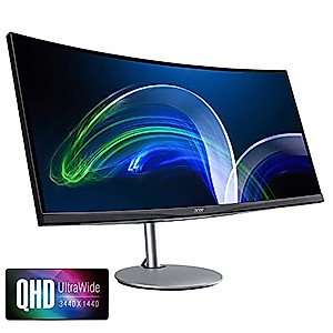 Acer CB342CUR bmiiphuzx 34" 1900R Curved Zero-Frame QHD (3440 x 1440) UltraWide IPS Monitor, AMD FreeSync , 75Hz, 1ms VRB , DCI-P3 95%, 1 x USB 3.1 (Type-C), 2 x HDMI 2.0 Ports & 1 x Display Port