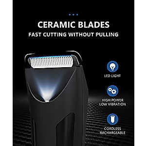 ROMISA Electric Groin Body Hair Trimmer Ball Trimmer for Men USB Recharge Dock Cordless Use Fully Waterproof Replaceable Ceramic Blade Pubic Hair Trimmer Body Groomer Kit for Men