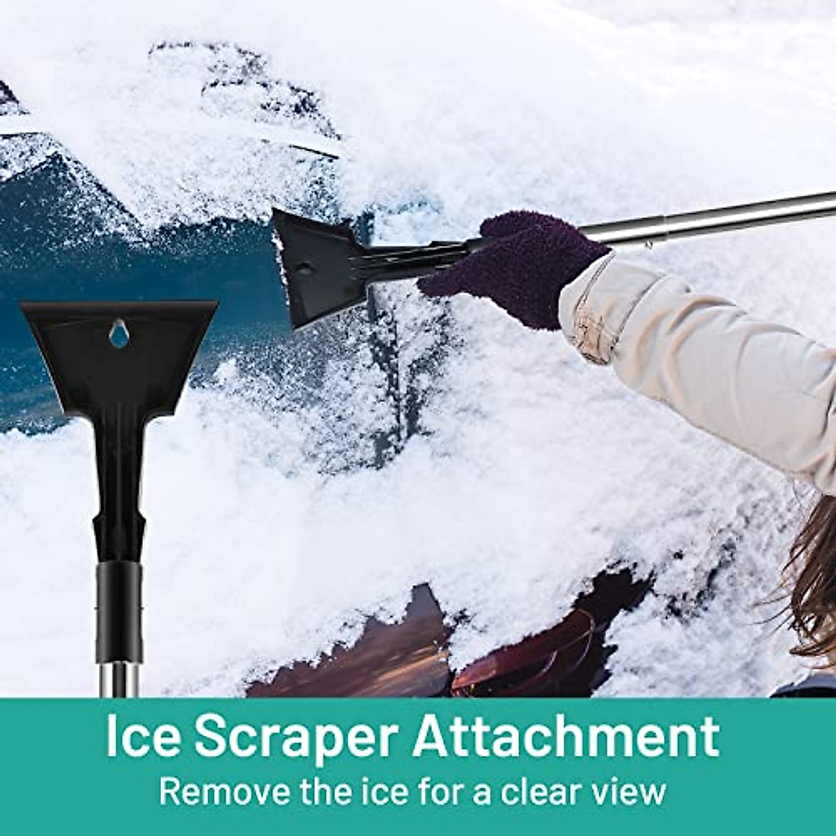 GYMAX 3 in 1 Retractable Snow Shovel, 35” Adjustable Snow Shovel Kit with Snow Brush & Ice Scraper, Portable Snow Removal Combo with Carrying Bag, Portable for Vehicle, Outdoor, Backyard