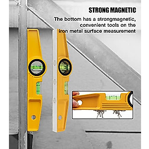 RONGPRO 10 Inch Aluminum Die-Cast Magnetic Torpedo Level, Professional Magnetic Scaffolding Spirit Level, Torpedo Level with Rare Earth Magnet 250MM and Holster