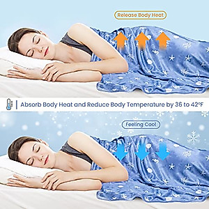 Elegear Cooling Throw Blanket, Q-Max>0.5 Japanese Arc-Chill Cooling Blankets for Hot Sleepers, Double Sided Cold Blankets for Sleeping, Lightweight Breathable Summer Blanket (Blue, Throw XL 50"x70")