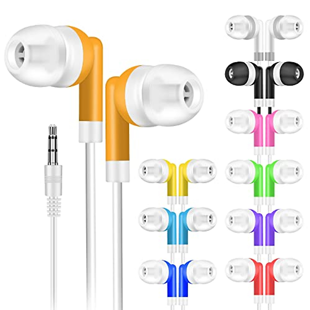 OSSZIT Kids Bulk Earbuds 30 Pack Wholesale Earbuds Headphones Bulk Perfect for School Classroom Libraries Students Multi Colored Individually Bagged
