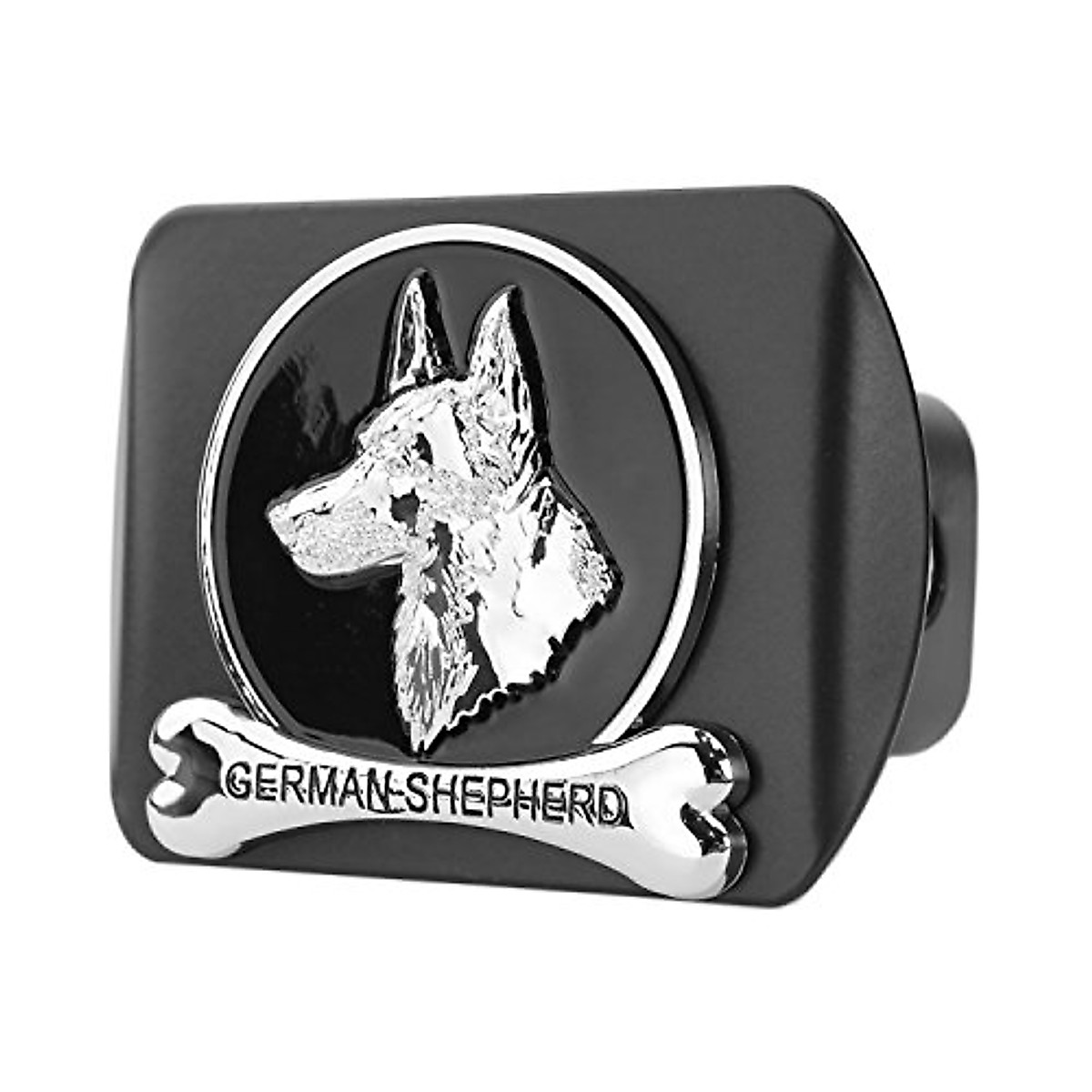 eVerHITCH Dog Chrome 3D Badge Emblem Metal Trailer Hitch Cover (Fits 2" Receiver, German Shepherd)