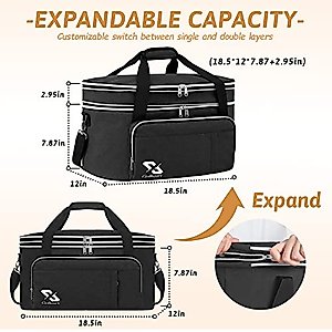 Golkcurx Double Layer Slow Cooker Bag for 6-8 Quart Oval CrockPot and Hamilton Beach Models, with Padded Adjustable Strap, Top Zip Compartment, and Front Pocket for Utensils(Bag Only)