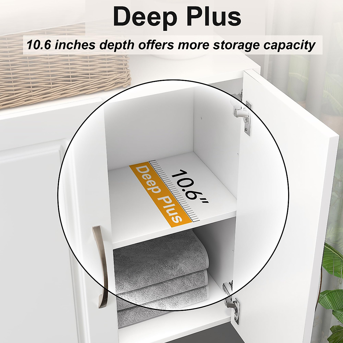 VANIRROR White Storage Cabinets, Bathroom Wall Cabinet Laundry Room Cupboard Over Toilet Space Storage Cabinet, Medicine Cabinet for Bathroom Kitchen with 2 Door and Adjustable Shelf