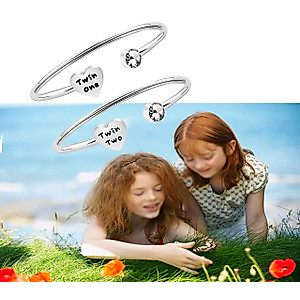 Gzrlyf Twin Cuff Bracelets Twin One Twin Two Jewelry Twin Gifts for Twins (Cuff Bracelet Set)