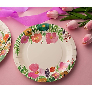 Juvale 80 Pack Disposable Watercolor Floral Party Plates, 9 Inches, Ideal for Tea Parties, Weddings, Bridals, Baby Showers, Outdoor Lunch