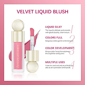 Erinde Liquid Cream Blush, Soft Dewy Face Blush, Natural Matte Finish Looking, Long-lasting Cheek Tint, Lightweight Blendable Feel, Moisturizing Face Blush for Cheek, Pink