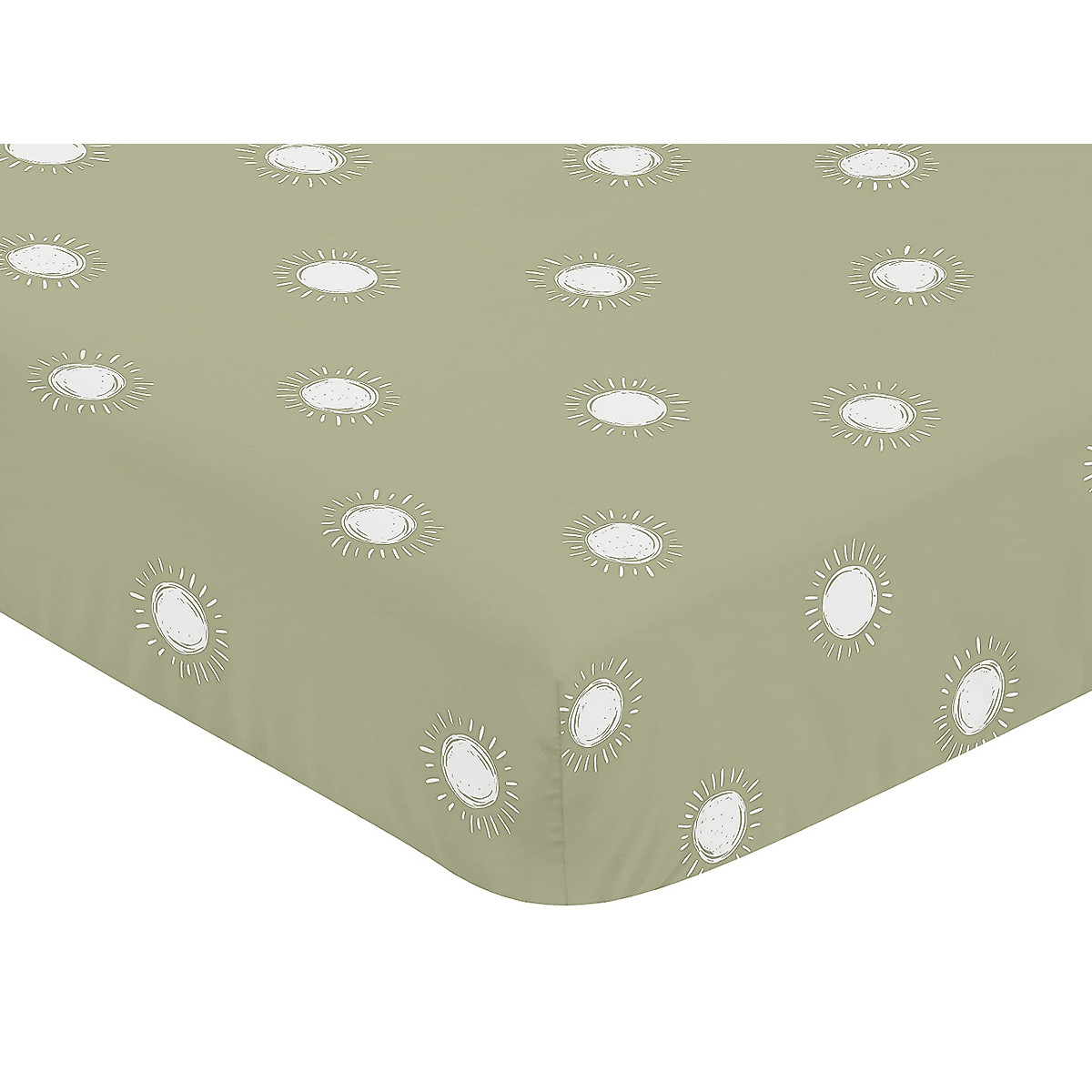 Sweet Jojo Designs Sage Green Boho Sun Boy or Girl Fitted Crib Sheet Baby or Toddler Bed Nursery - White Bohemian Celestial Sky Desert Sunshine Outdoors Nature Gender Neutral