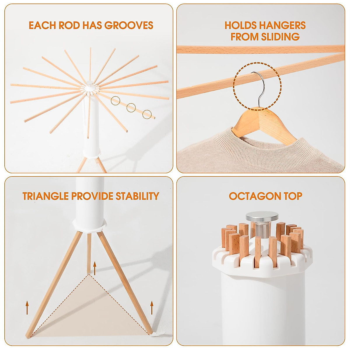 Greeze Tripod Clothes Drying Rack, Foldable Drying Rack Laundry Portable Drying Rack Indoor and Outdoor Use Octopus Drying Rack for Clothes Space Saving