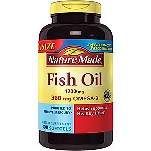 Nature Made 1200mg of Fish Oil, 2400 per Serving, 360mg of Omega-3, 300 Softgels, 300 Count (Pack of 1)