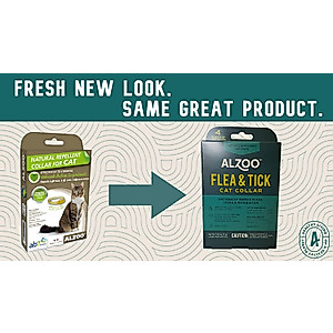 ALZOO Flea & Tick Cat Collar and Flea & Tick G+ Powder, 100% Plant-Based Active Ingredients
