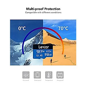 Lexar High-Performance 633x 512GB microSDXC UHS-I Card w/ SD Adapter, Up To 100MB/s Read, for Smartphones, Tablets, and Action Cameras (LSDMI512BBNL633A)