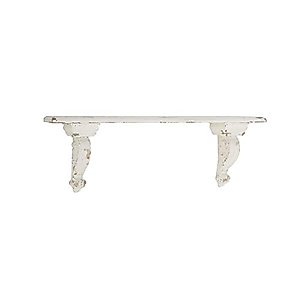 Deco 79 Rustic Fiberglass and Wood Floating Shelf, 7" x 39" x 13", White