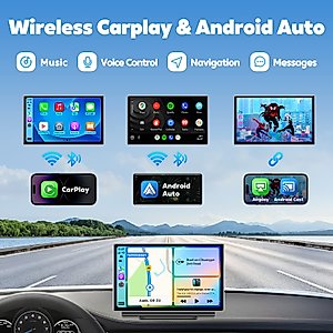 [Upgrade] Westods Wireless Apple Carplay & Android Auto with 2.5K Dash Cam, 1080P Backup Camera, Portable 7" HD IPS Screen for Car, GPS Navigation, Bluetooth, AirPlay, MirrorCast, AUX/FM Transmitter