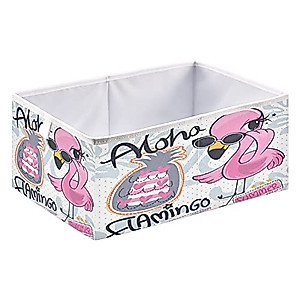 Kigai Cute Flamingo Cube Storage Bins - 11x11x11 In Large Foldable Storage Basket Fabric Storage Baskes Organizer for Toys, Books, Shelves, Closet, Home Decor