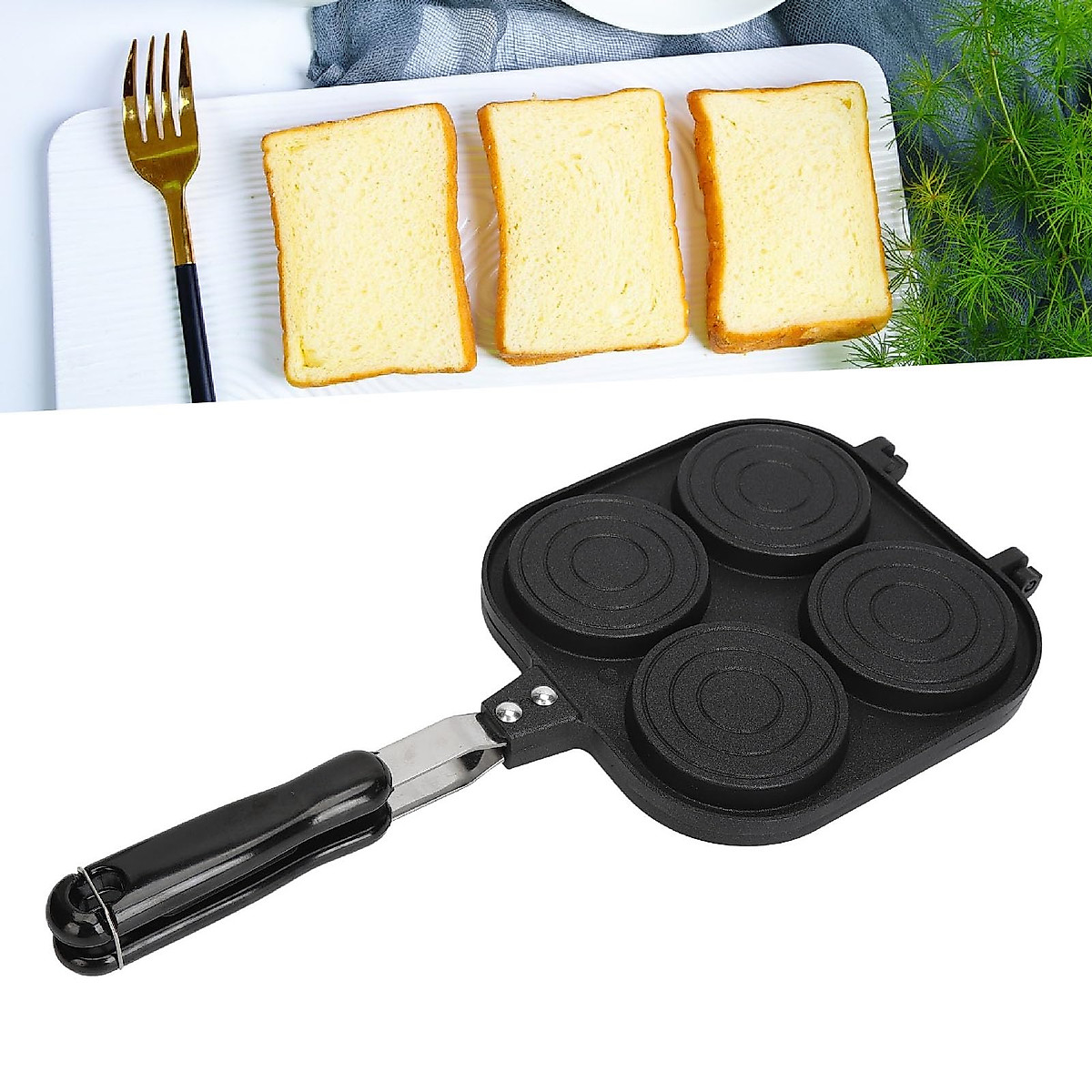 Topyond Pancake Pan Maker, Double Sided Nonstick Japanese Egg Pan, Multifunctional Aluminum Alloy Tamagoyaki Pan for Eggs, French Toast, Omelette, and Crepes