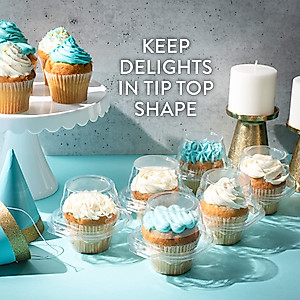 Individual Cupcake Containers (25 Pack) | Clear Plastic Disposable Cupcake Boxes / Holders | Single Cupcake Holder with Dome Lid Bulk | Plastic Cupcake Muffin Container Carrier Boxes to Go