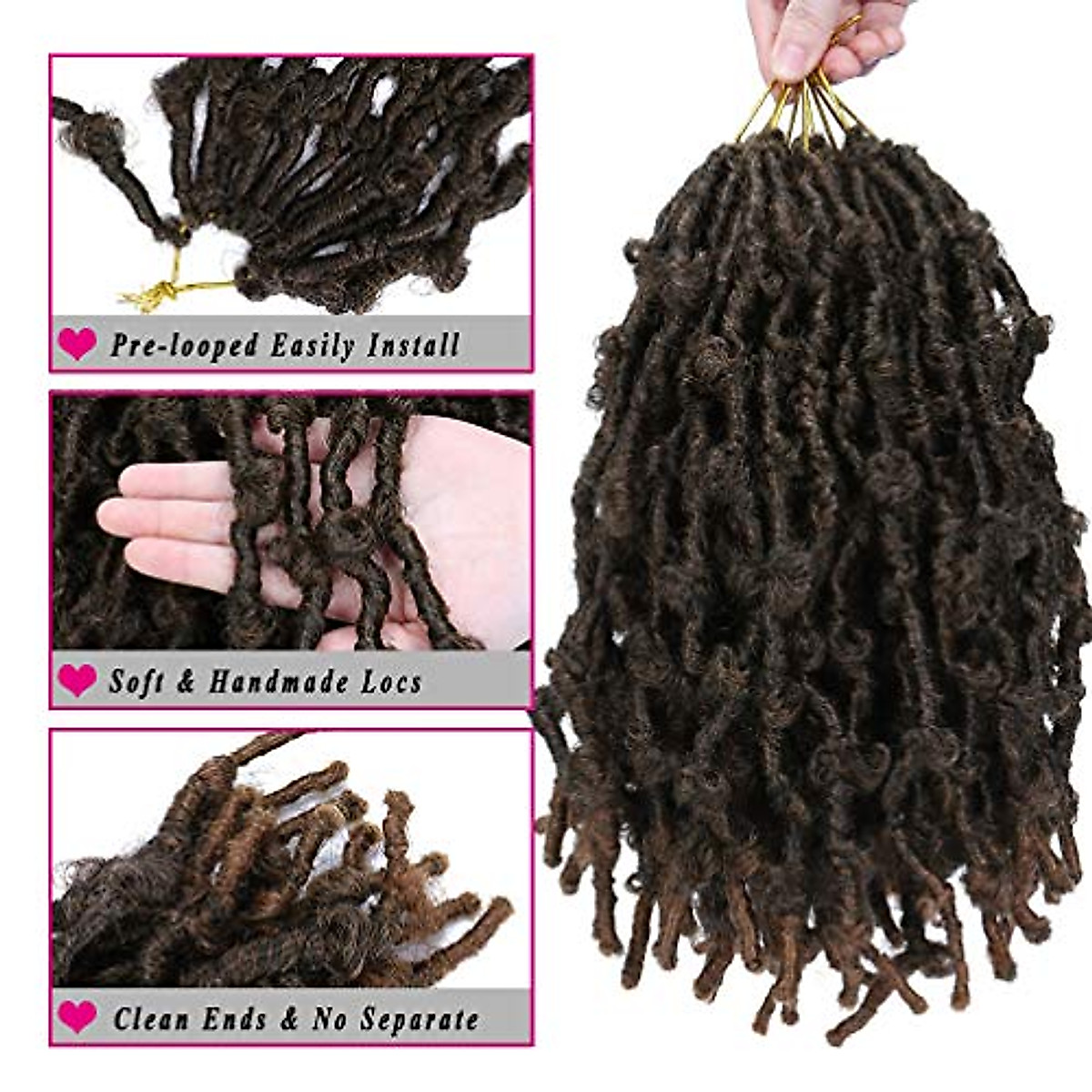6 Packs Butterfly Locs Crochet Hair 10 Inch Pre-looped Bob Distressed Locs Soft Faux Locs Crochet Braids Butterfly Loc Twist Braiding Hair Synthetic Hair Extensions for Women(12Strands/Pack;T30#)