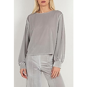 Pink Queen Sweatsuits For Women Set 2 Piece Outfits Pullover Crop Top Loose Long Pants Pajamas Sets Light Grey XL