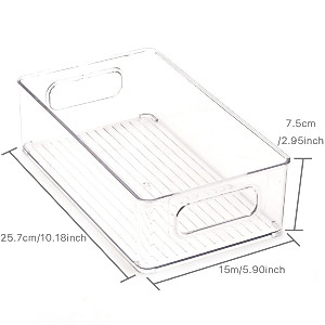 Pack of 6 Open Storage Bins Fridge Organiser Storage Box Stackable Containers Bin Drawer with Handles Kitchen Organisation for Pantry Cabinets Bathroom