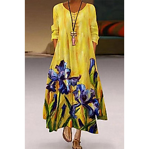 GADSUVI Women Plus Size Floral Loose Long Maxi Dress Oversized Bohemian Summer Caftan Beach Dress