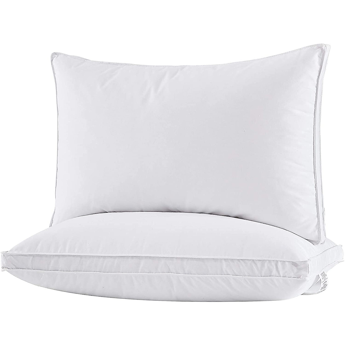 puredown® Goose Feather Down Pillow Gusseted Bed Pillows for Sleeping 100% Cotton Shell Set of 2 Standard Size