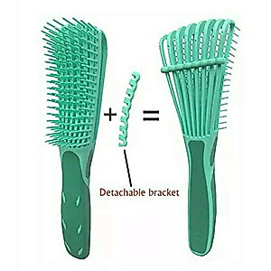 Detangling Hair Brush for Kinky Afro Textured 3a to 4c Hair, Curly Hair, Wet or Dry Detangler Brush for Think Hair + Detangling Comb & Edge Control Brush (Green)