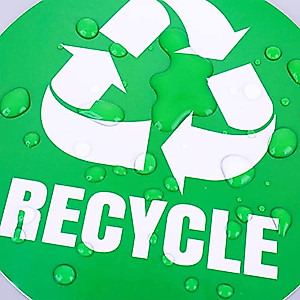 Grevosea 6 Pieces Recycle and Trash Logo Stickers, Recycle Sticker for Trash Can Organize Trash Waterproof Garbage Sorting Stickers for Indoor & Outdoor Home Kitchen Office Greeen & Black 5 Inches