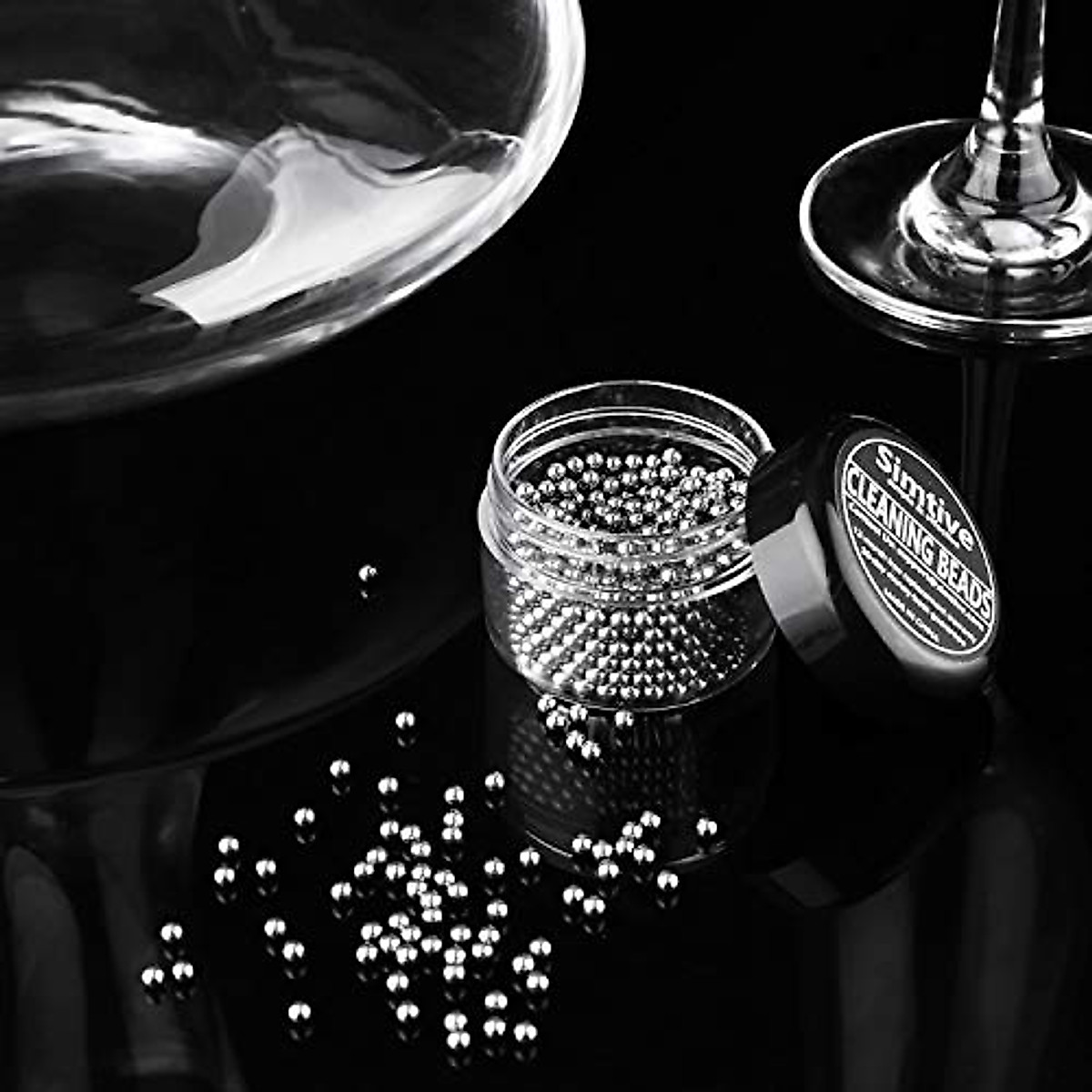 Simtive 1000 PCS Decanter Cleaning Beads, Cleaner for Wine Decanter, Carafe and Vase, 304 Stainless Steel Cleaning balls