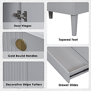 PONNYC 30" Bathroom Vanity with Sink, Freestanding Single Basin Vanity Set w/Doors and Drawer, Solid Frame and MDF Board,Modern Towel Storage Cabinet Grey Organizers for Bathroom,Bathroom Cabinet