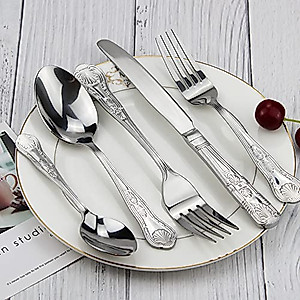 Luxury Silverware Set Cutlery Utensil Flatware Food-Grade Stainless Steel Home Restaurant Small Business,Mirror Finish Tableware 20 Piece Service for 4