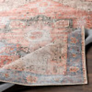 Livabliss Suri Vintage Washable Area Rug 5'3" x 7'3", Rust/Blue