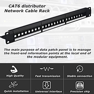 Diyeeni 19Inch 24 Port Data Patch Panel Mountable Data Patch Panel CAT6 Network Cable Rack Easy to use(Not Include Modules)
