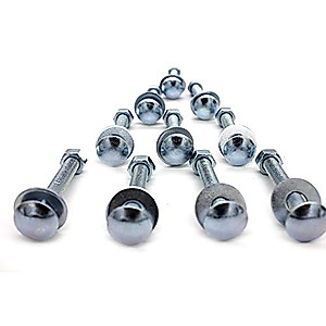 (4 pc) 3/8-16 x 6 Long Square-Neck Carriage Bolts Set w/Nuts & Washers,Zinc-Plated,Carbon Steel Grade 2,by Fullerkreg