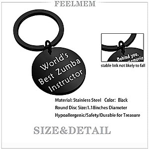 FEELMEM Teacher Gift Zumba Teacher Appreciation Gift World's Best Zumba Instructor Black Keychain Dance Jewelry for Dance Teacher Zumba Teacher (Zumba)