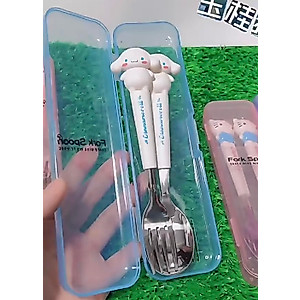Generic Cute Caracters Flatware set Fork and Spoon + case, cute dog caracter, Cinnamoroll, standard, White