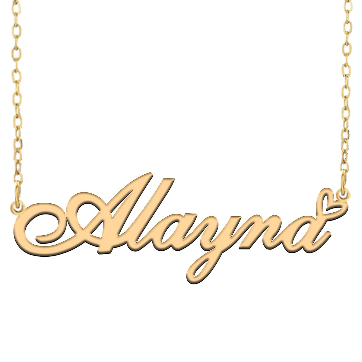 RONKAHSHOW Alayna Custom Pendant Name Necklace Customized Personalized 18K Gold with Heart Necklace Best Gift for Women New Year Birthday Mother’s day Christmas wedding Party Gold