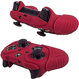 CHINFAI Xbox One S/X Controller Grip Skin Anti-Slip Silicone Protective Cover Case for Xbox 1 Controller with 4 Set Thumbstick Caps (Red)