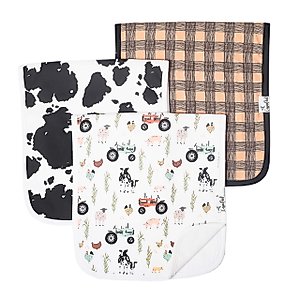 Copper Pearl Premium Baby Burp Cloths - 3-Pack Large Cotton Burp Cloths, Extra Soft Spit Up Rags with 3 Absorbent Layers, Perfect for Baby Boy and Baby Girl Gifts (21" x 10" Size, Jo Set)