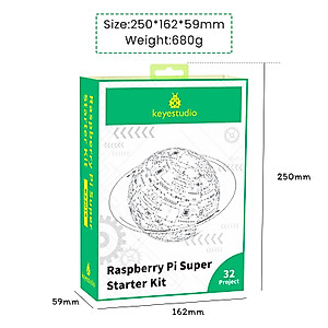 KEYESTUDIO Super Starter Kit for Raspberry Pi 4 3 3B/3B/B+, Tutorials C Language Python Java Code STEM Education Kit