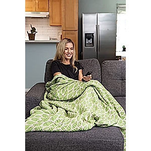 InfuseZen Turkish Blanket with Raindrop Print – Muslin Weave Reversible Throw Blanket – 100% Cotton - Breathable, Thin and Lightweight Gauze Throw Blanket – Large 92” x 65” (Olive/Beige)