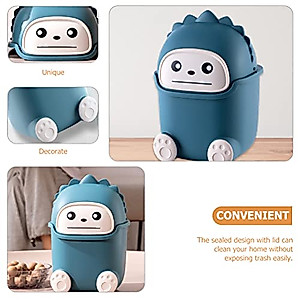 BESTonZON Desk Trash Can Cartoon Monster Tabletop Waste Bin Garbage Can Cute Mini Waste Bins Roll Cover Wastebasket for Office Room Desk Bathroom