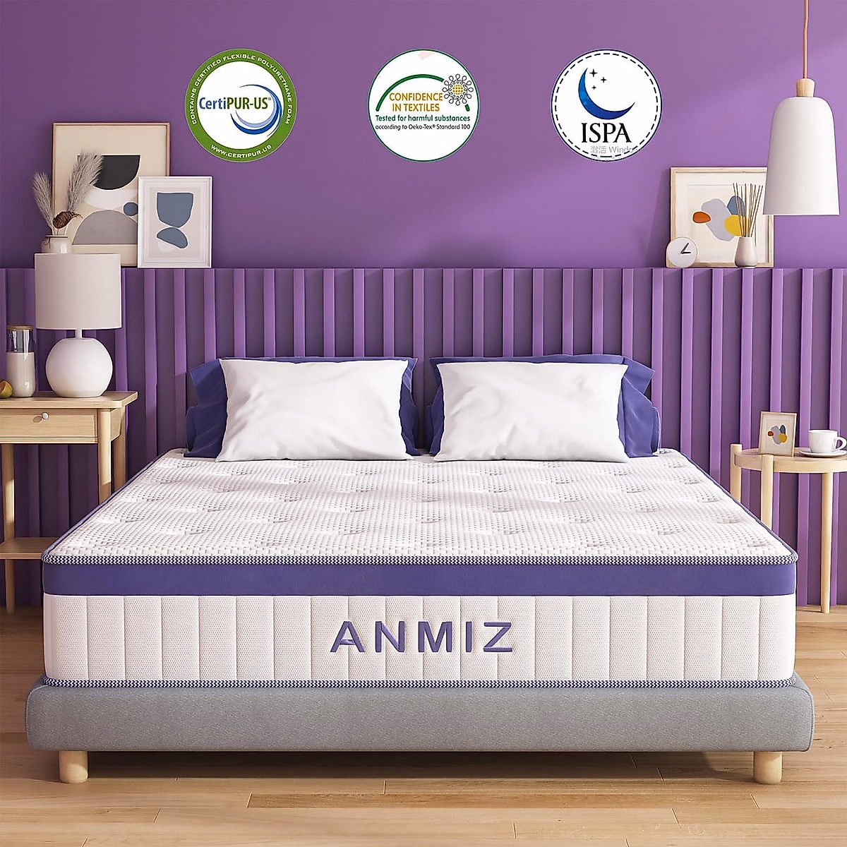 ANMIZ Twin Mattress, 10 inch Hybrid Gel Memory Foam Mattresses Twin Size, Medium Firm Mattress Single Size, Twin Foam Mattress in a Box for Sleep Supportive & Pressure Relief (39" X 75" X 10.5")