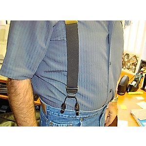 Holdup Brand Casual series Slate Dual Clip Double-Up style Suspenders for Men withNo-Slip® black clips