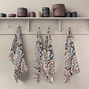 MNSRUU Kitchen Towels Dishcloths Sets 4Pcs with Hanging Loop, Indian Floral Paisley Absorbent Kitchen Décor Cleaning Hand Towel Tea Towels for Farmhouse Kitchen Dishes Tea Home